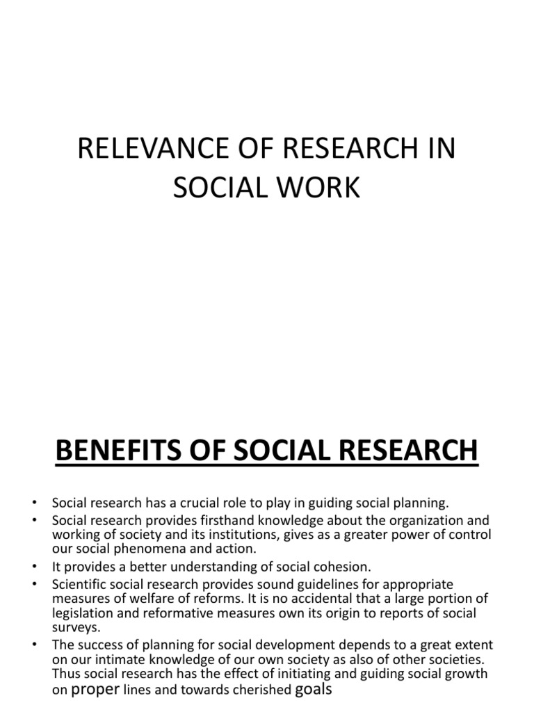 Relevance of Research in Social Work | PDF | Social Research | Experiment
