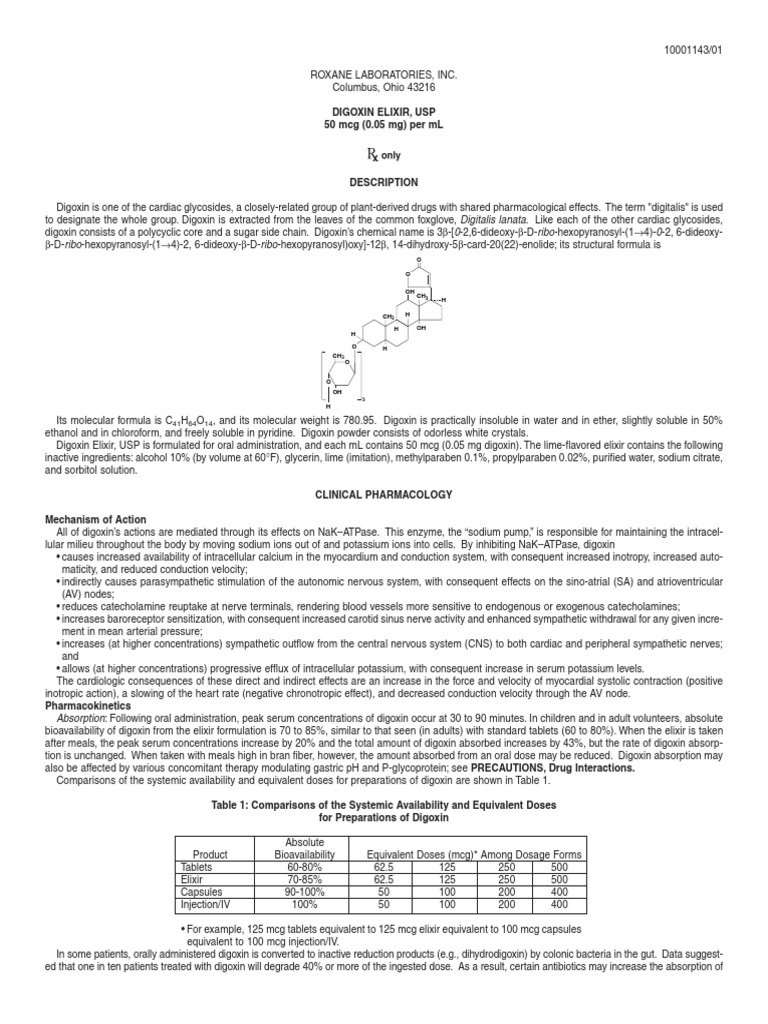 Digoxin Elixir | PDF | Renal Function | Heart Failure