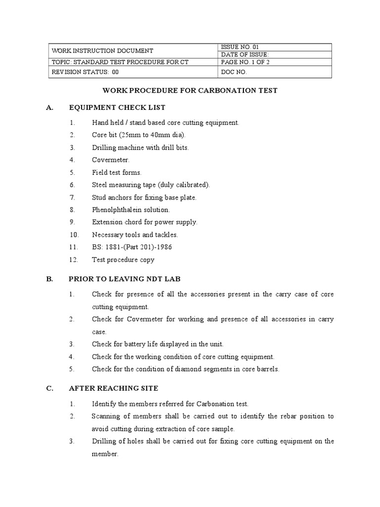 Carbonation Test | Drilling | Concrete