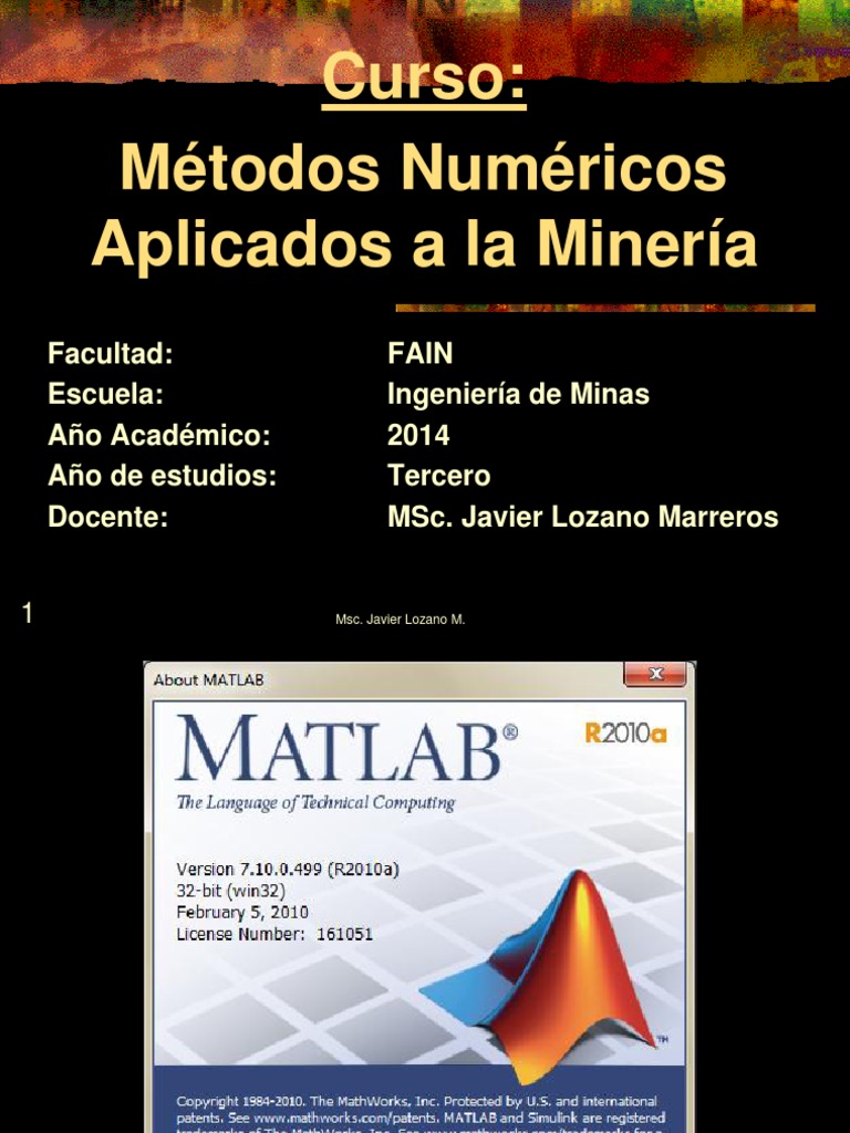 Metodos Numericos Aplicados A La Mineria - MATLAB Parte 1 | PDF | Matriz (Matemáticas) | Álgebra