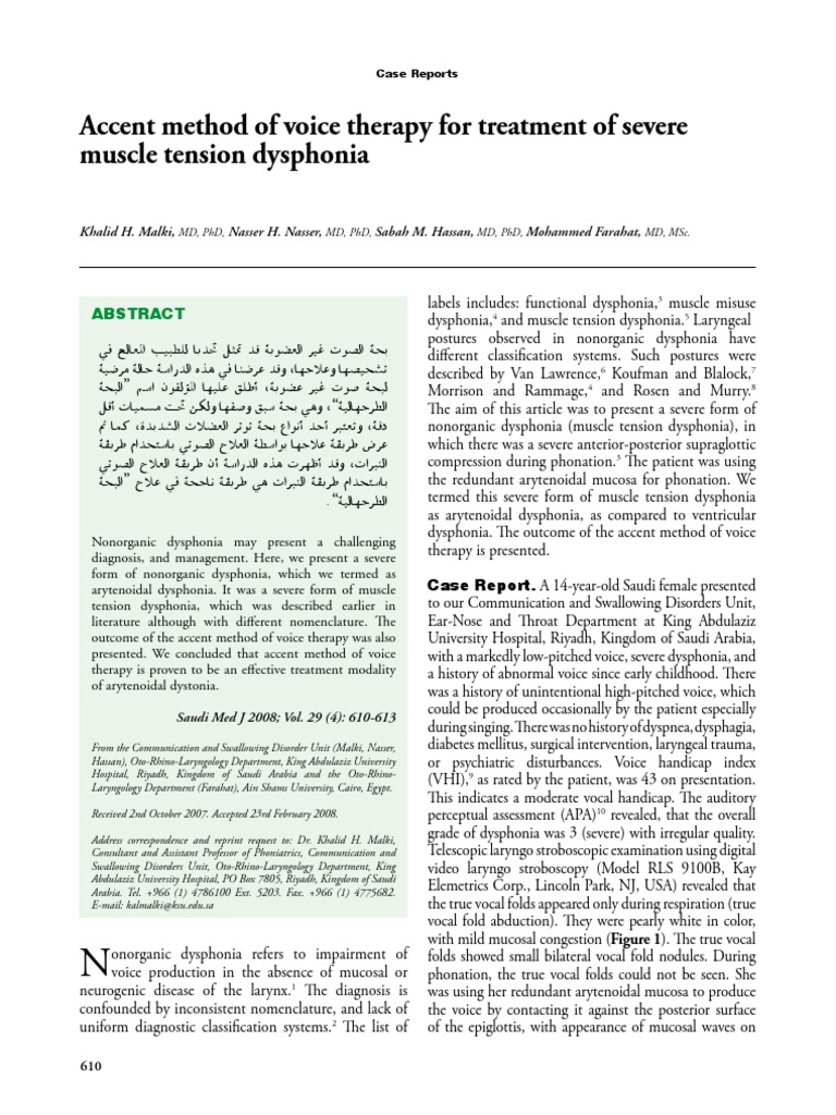 Accent Method of Voice Therapy For Treatment of Severe Muscle Tension ...