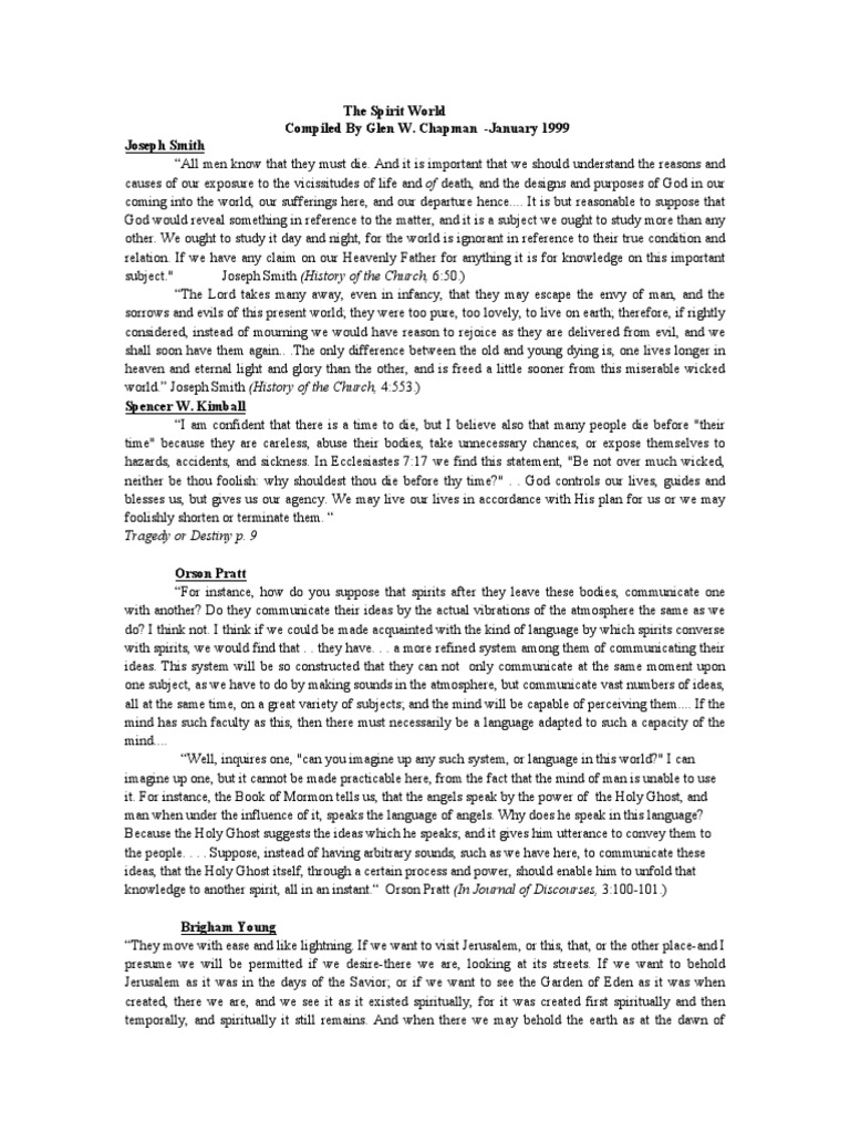 Spirit World | PDF | Joseph Smith | Senses