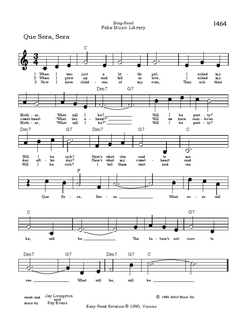 Que Sera Sera (Lead Sheet)