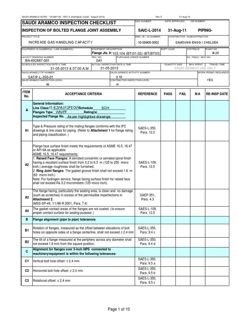 SAIC-L-2014 Rev. 5 | PDF | Pipe (Fluid Conveyance) | Mechanical Engineering