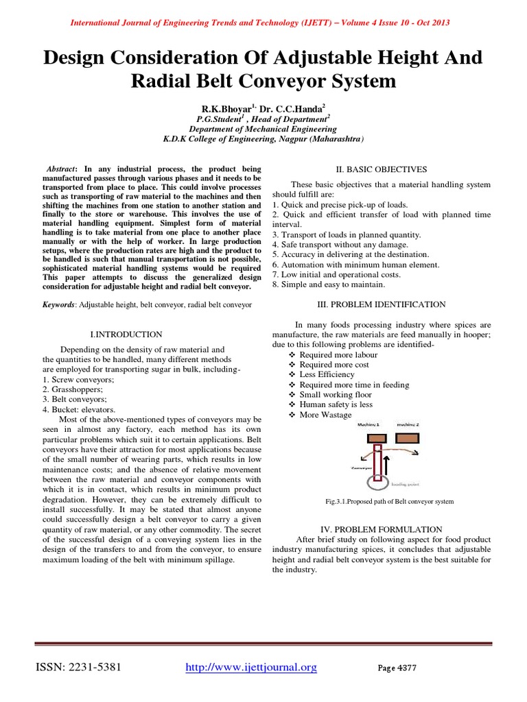 Adjustable Height Radial Belt Conveyor Design | PDF | Belt (Mechanical ...