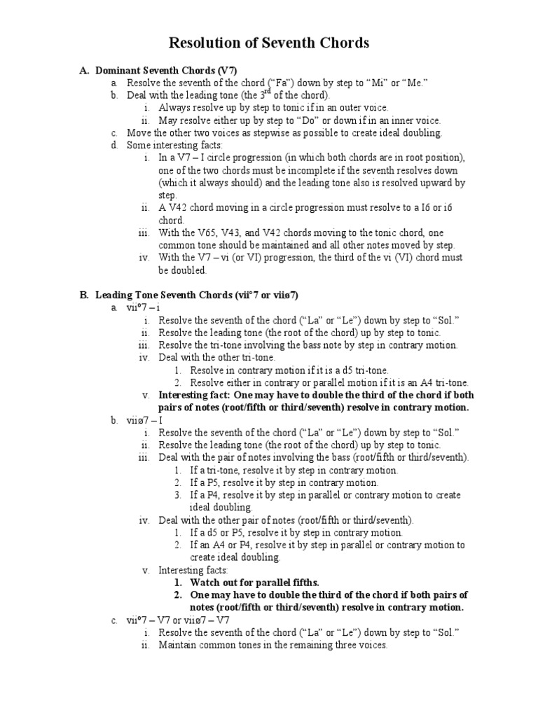 Seventh Chord Resolution Guide | PDF | Chord (Music) | Pitch (Music)
