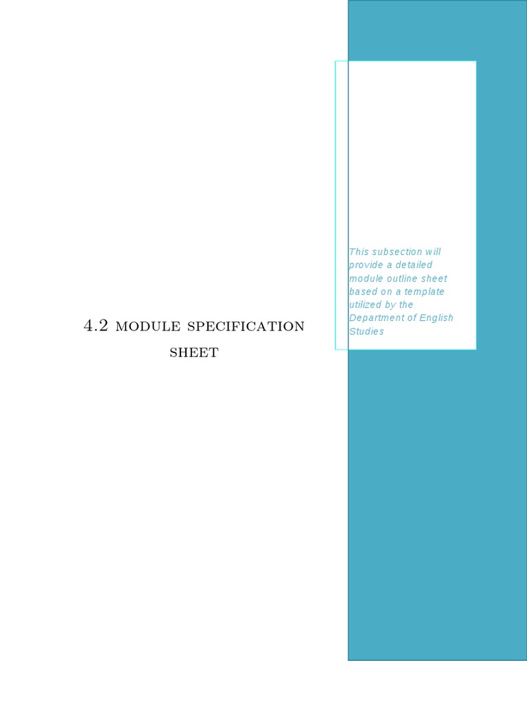 Module Specification Sheet | PDF