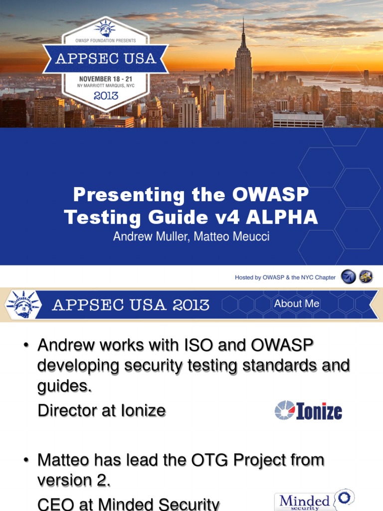 APPSEC2013 OWASP Testing Guide v4 Alpha | PDF | Visual Cortex ...