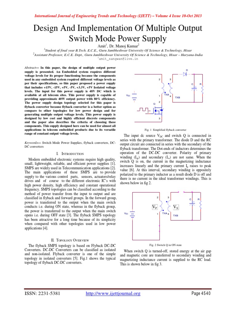 Design and Implementation of Multiple Output Switch Mode Power Supply ...