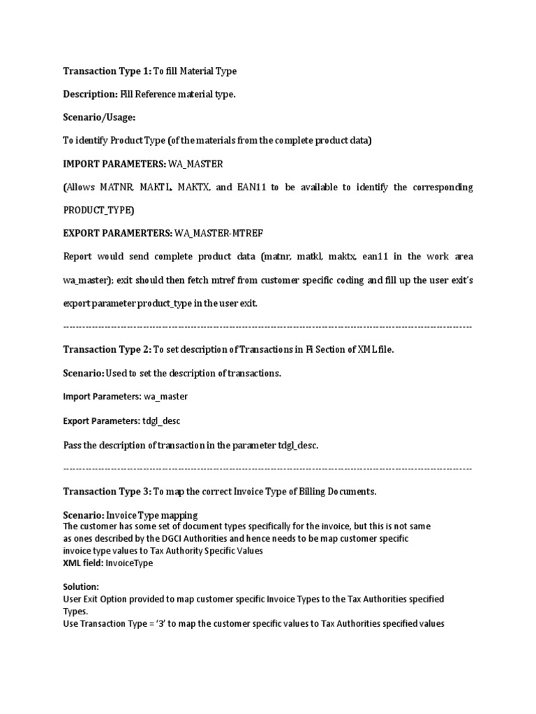 SAFT-PT User Exits | PDF | Invoice | Parameter (Computer Programming)