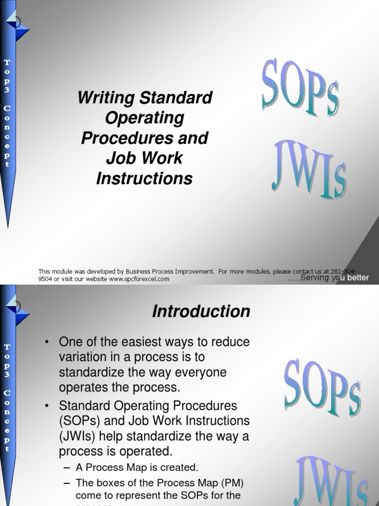 Developing SOPs and JWIs Guide | PDF | Business Process | Consensus ...