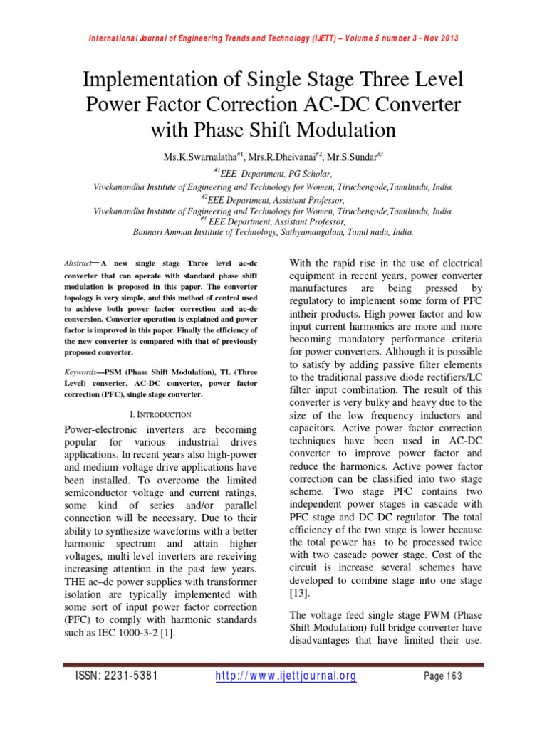 Implementation of Single Stage Three Level Power Factor Correction AC ...