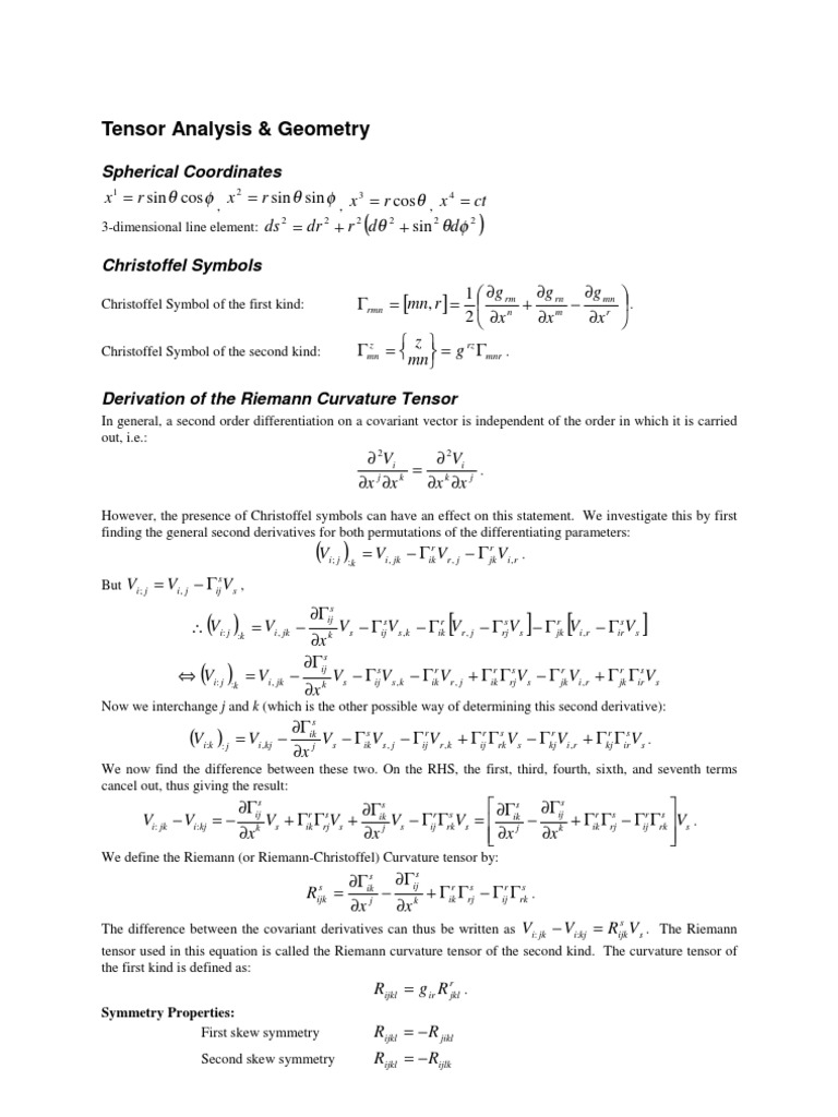 Tensor Analysis and Geometry | PDF | General Relativity | Tensor