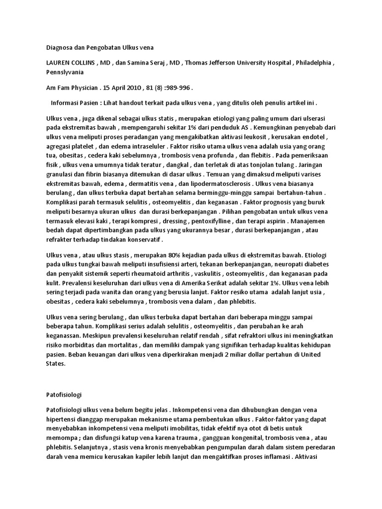 Diagnosis and Treatment of Venous Ulcers Indonesian Version | PDF ...