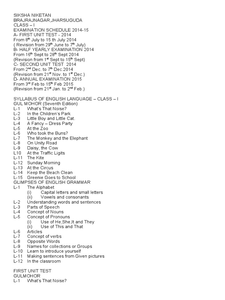 Class - 1 | PDF | English Grammar | English Language
