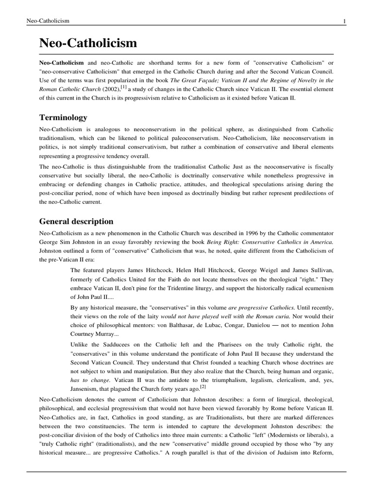 Neo Catholicism | PDF | Neoconservatism | Catholic Church