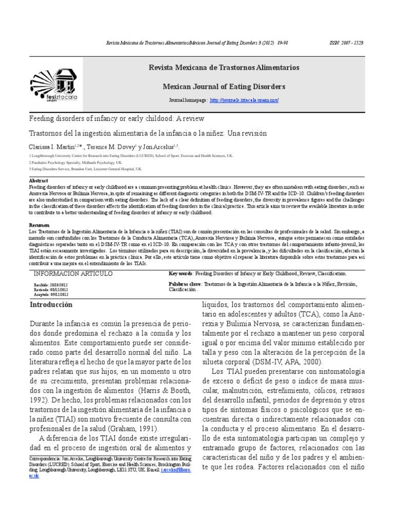 MARTIN, DOVEY & ARCELUS - Trastornos Del La Ingestión Alimentaria de La ...
