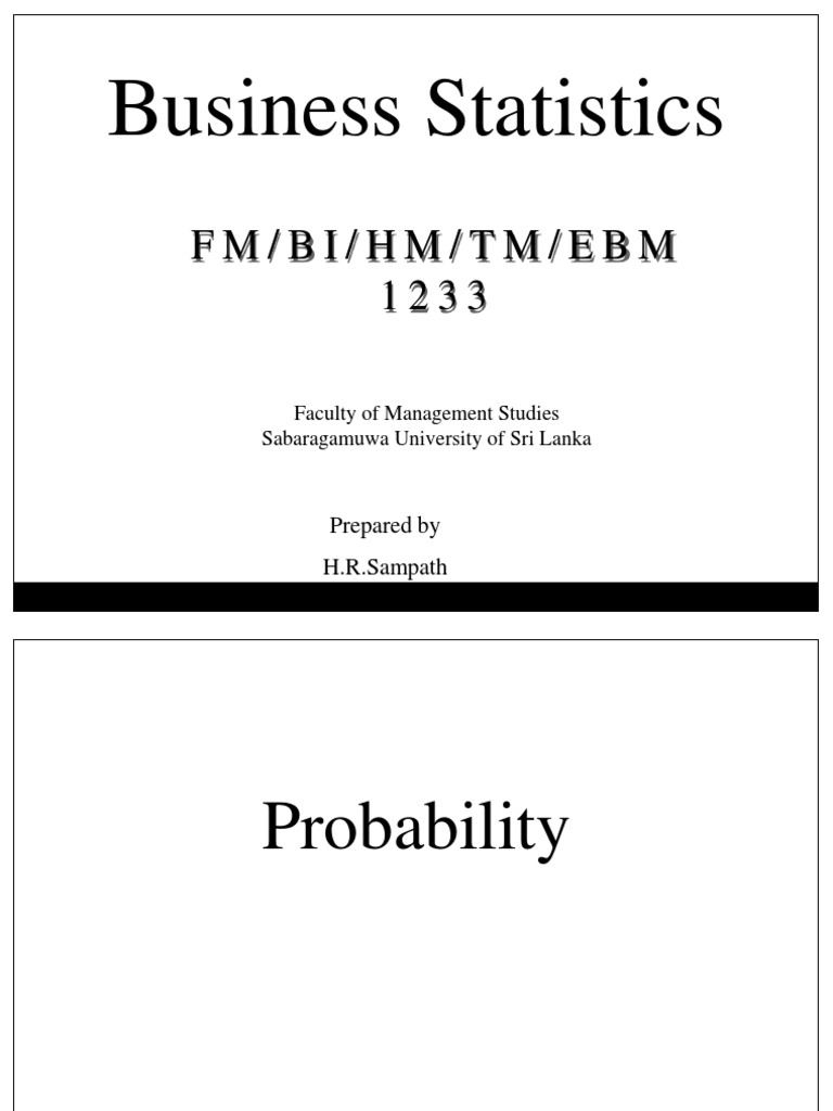 Business Statistics: Fm/Bi/Hm/Tm/Ebm 1 2 3 3 | PDF | Odds | Probability