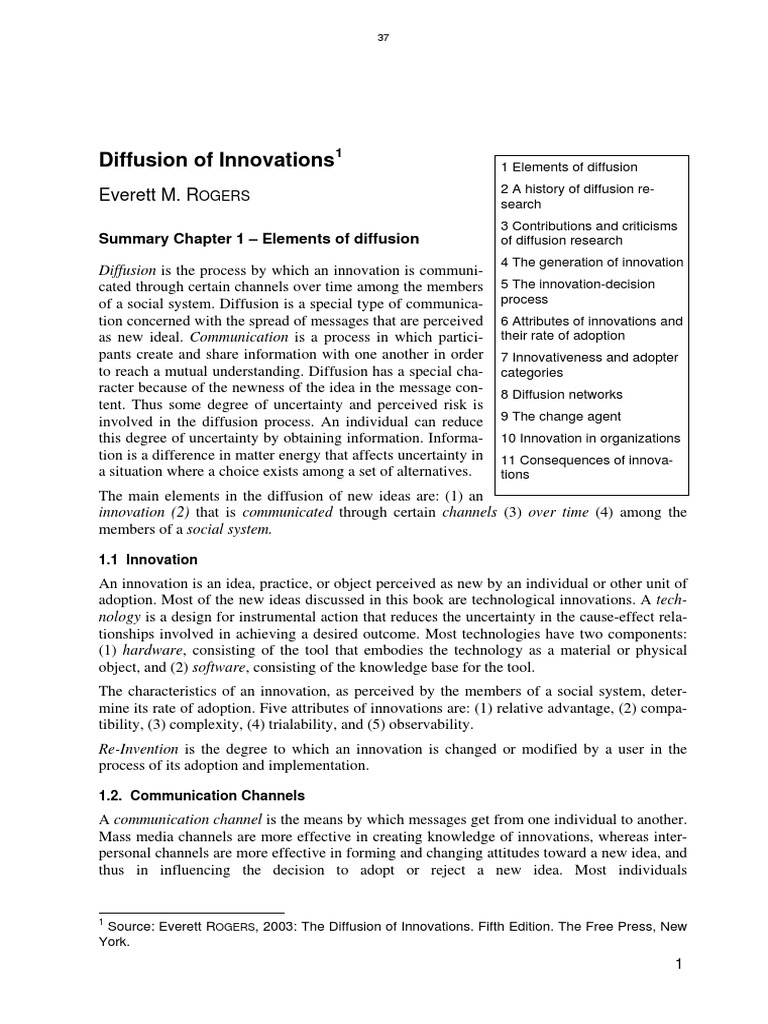 Elements of Diffusion of Innovations | PDF | Innovation | Scientific Method