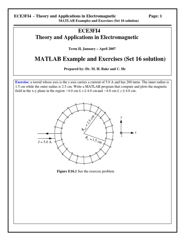 Calculating and Plotting the Magnetic Field of a Toroidal Coil Using MATLAB | PDF
