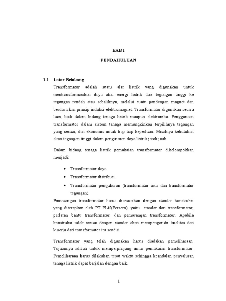 Makalah Transformator Distribusi Satu Fasa | PDF