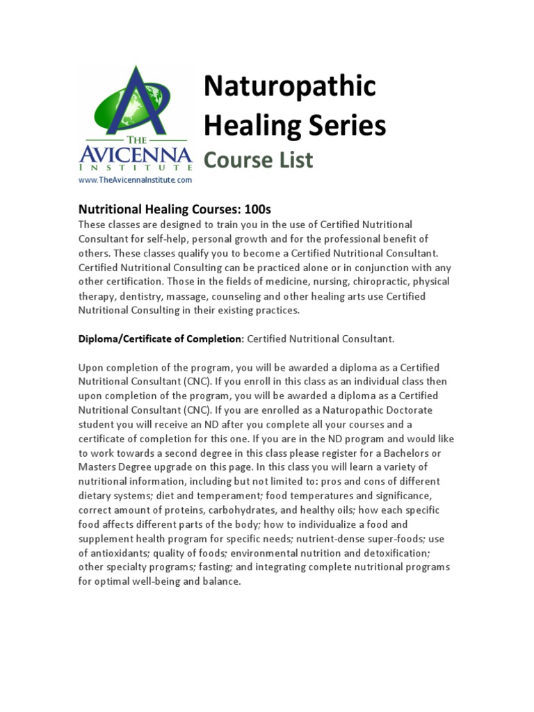 Naturopathic Healing Series Course List | PDF | Naturopathy | Natural ...