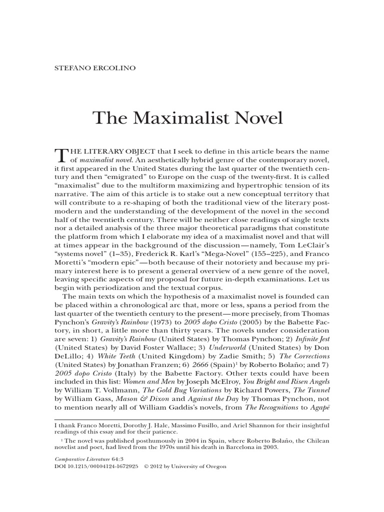 The Maximalist Novel | PDF | Novels | Narrative