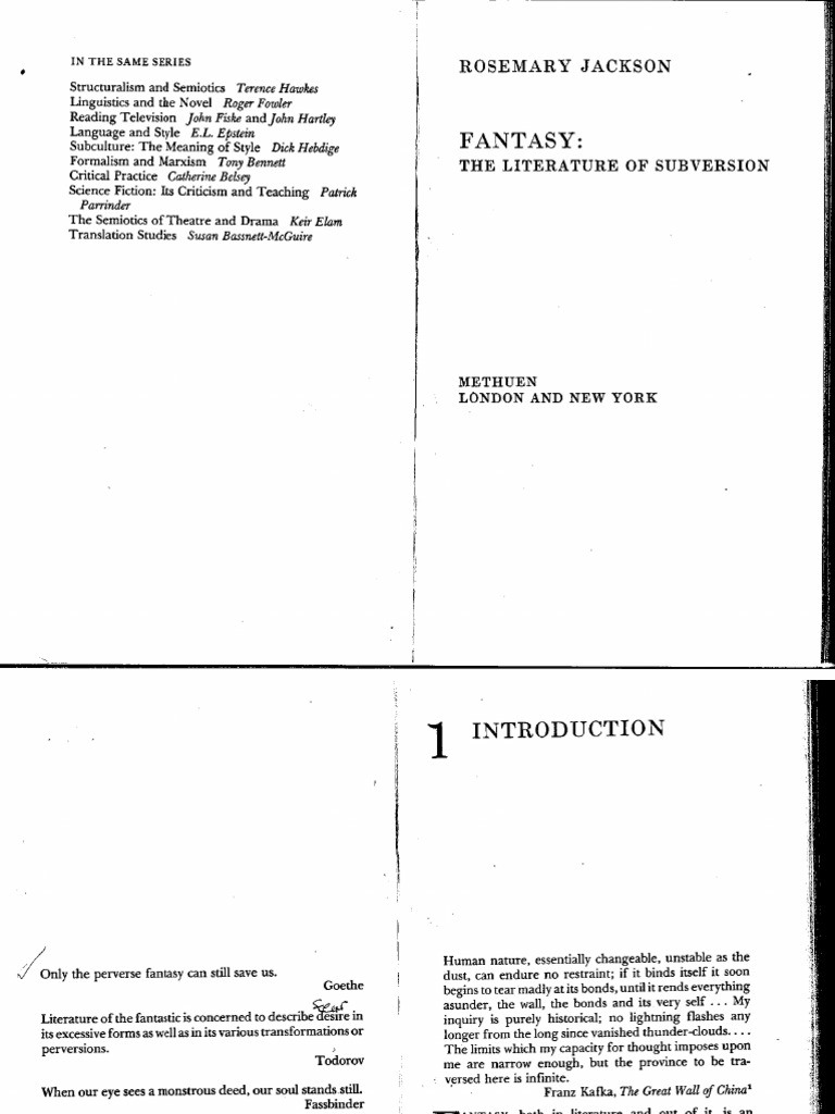 Jackson - Fantasy The Literature of Subversion | PDF