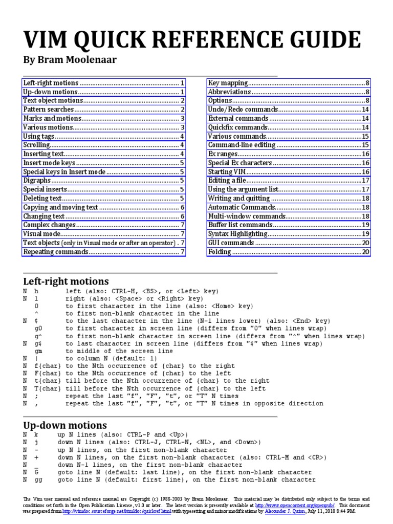 Vim Quick Reference Guide | PDF | Command Line Interface | File Format Vim Quick Reference Guide | PDF | Command Line Interface | File Format
