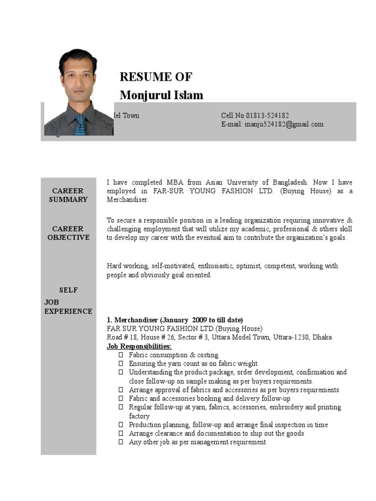 Resume of Mr. Manju | PDF
