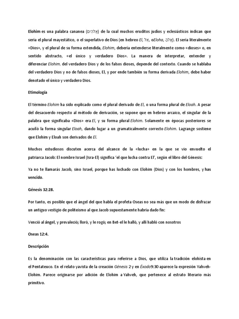 Significado y uso de Elohim en la Biblia | PDF | Deidad creadora | Dios