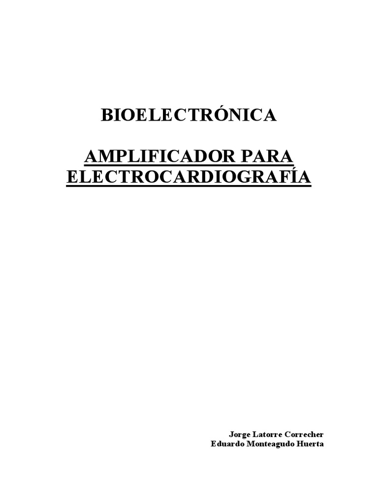 BIOELECTRÓNICA | PDF | Electrocardiografia | Filtro electronico