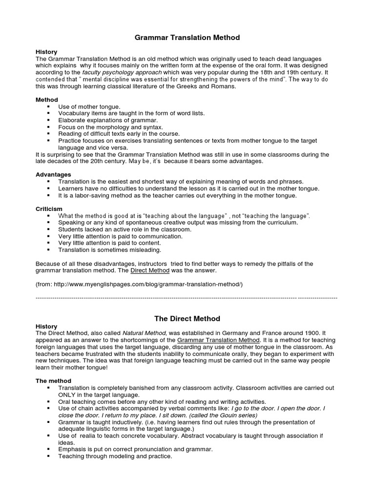 Grammar Translation Method | PDF | Applied Linguistics ...