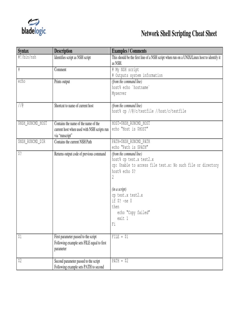 Nsh Scripting Cheat Sheet V2 Pdf Command Line Interface Scripting Language 3799