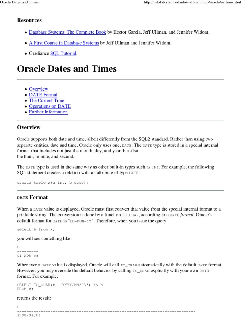 Oracle Dates and Times | Download Free PDF | Oracle Database | Sql