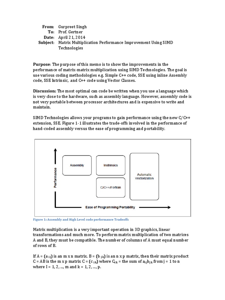 Matrix Multiplication Using Simd Technologies Pdf Matrix Mathematics Computer Programming