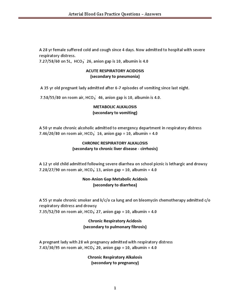 ABG Case Studies for Medical Students | PDF | Science & Mathematics