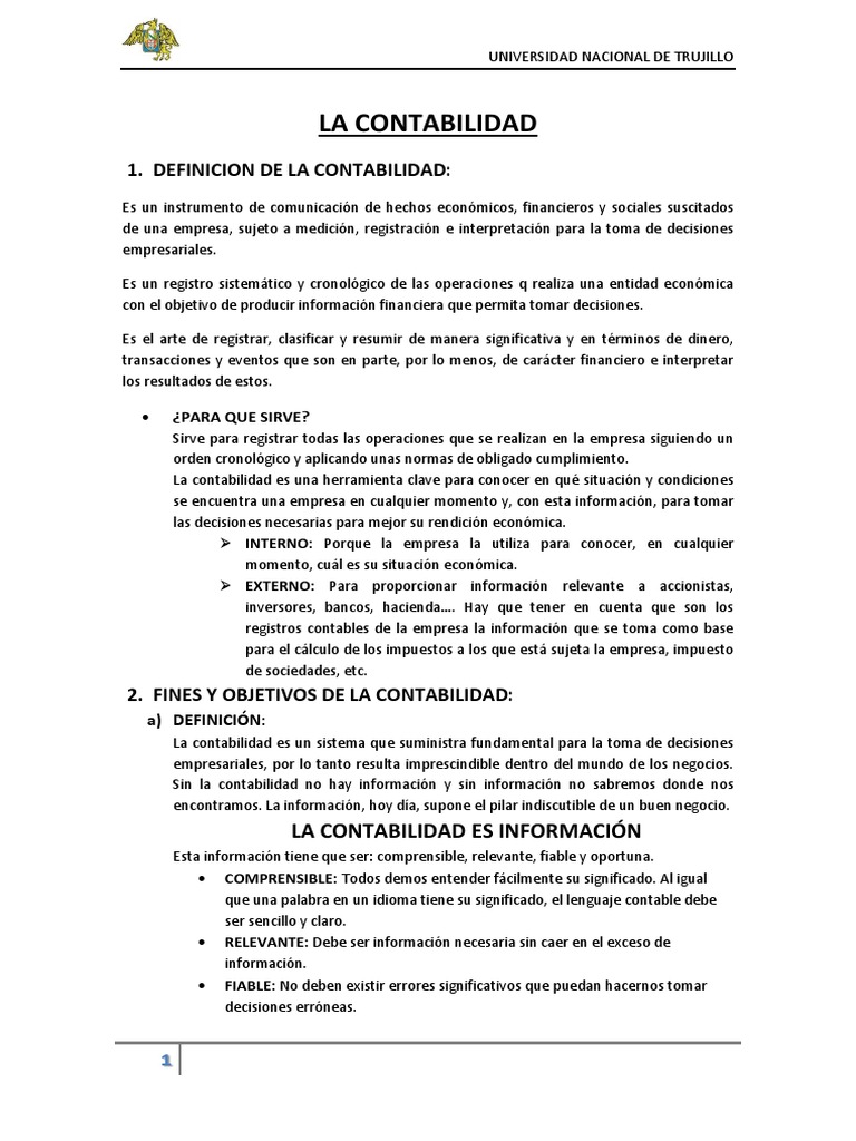 Definicion de La Contabilidad1 | PDF | Contabilidad | Bienes (Ley)
