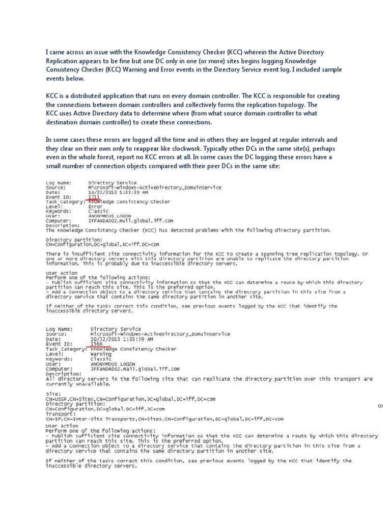 Resolve KCC Errors on DC with Repadmin Commands | PDF | Active ...