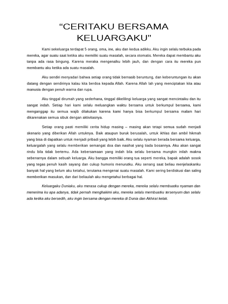 Ceritaku Bersama Keluargaku | PDF