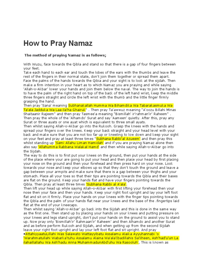 How To Pray Namaz | PDF | Hand | Prayer