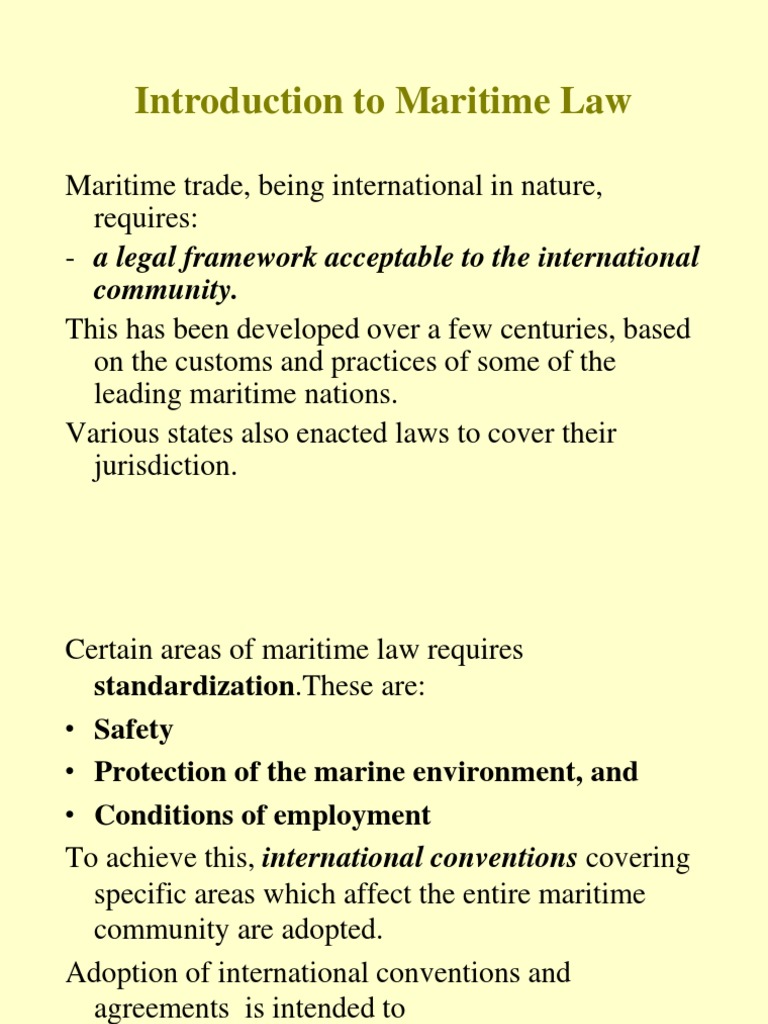 Introduction To Maritime Law | PDF | Admiralty Law | International ...
