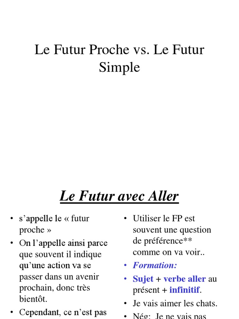 Le Futur Proche Vs Le Futur Simple | PDF | Verbe | Langues