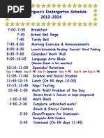 Kindergarten Daily Schedule Guide | PDF