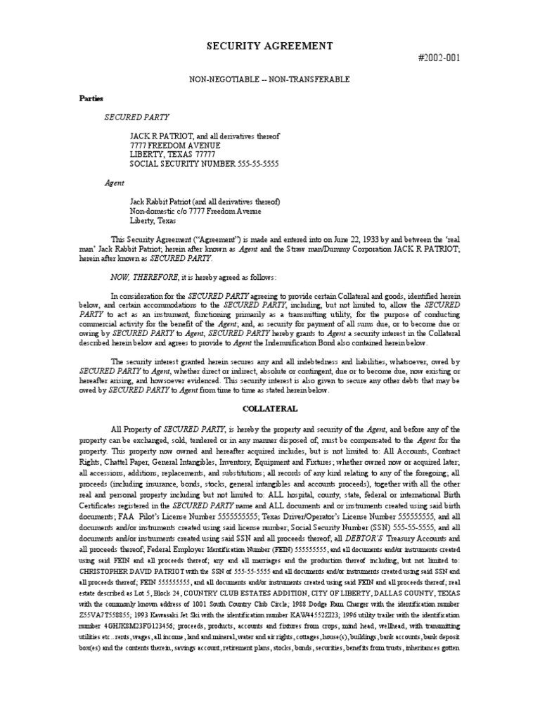Security Agreement 1 | PDF | Security Interest | Indemnity