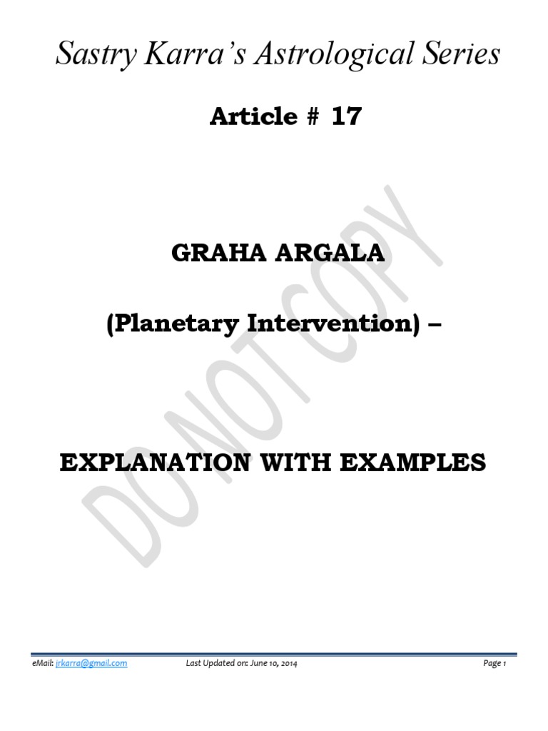 Article # 17 Graha Aragala - Explanation With Examples | Download Free ...