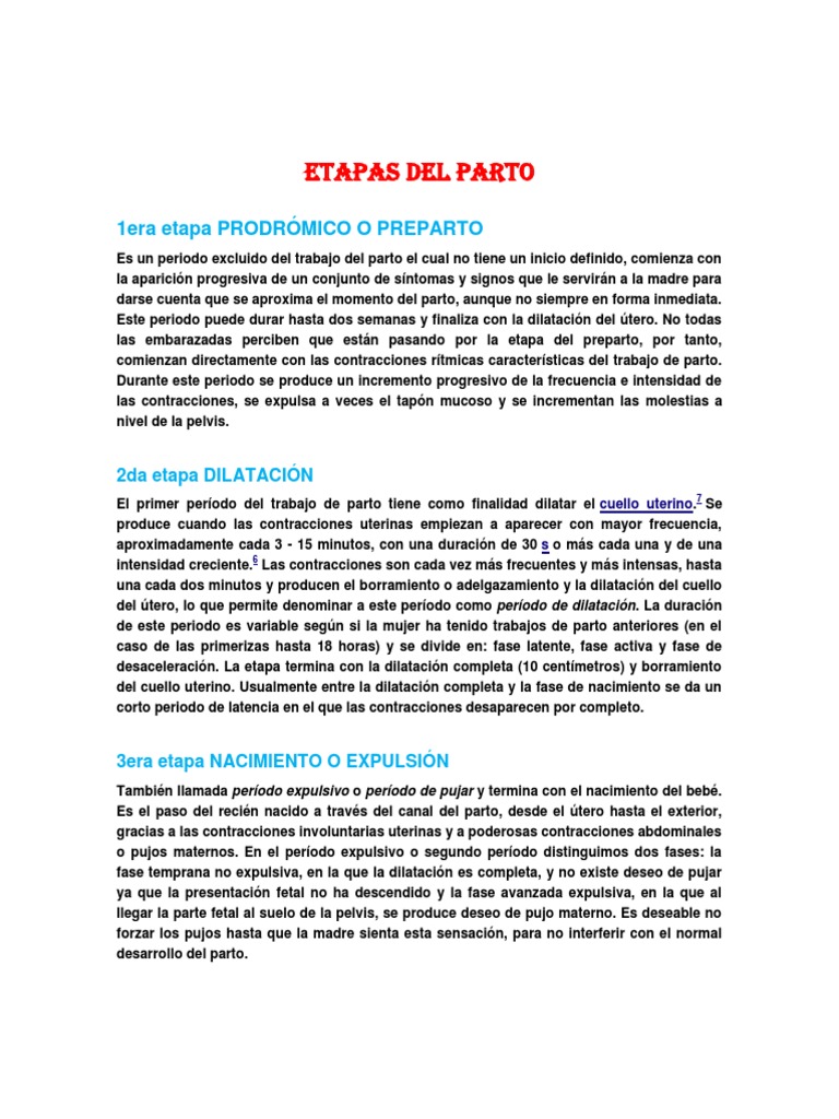 Etapas Del Trabajo de Parto | PDF | Ginecología | Parto