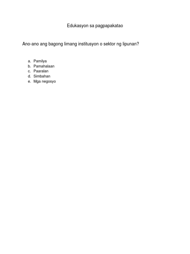 Limang Institusyon o Sektor NG Lipunan | PDF