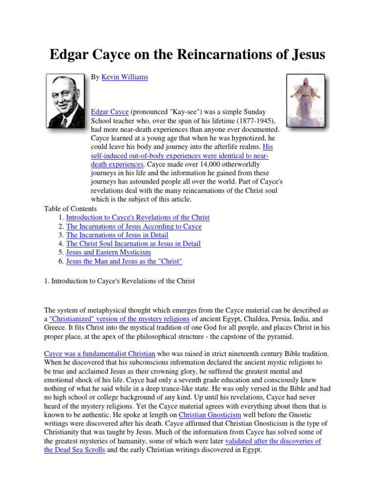 Edgar Cayce On The Reincarnations of Jesus | PDF | Enoch (Ancestor Of ...