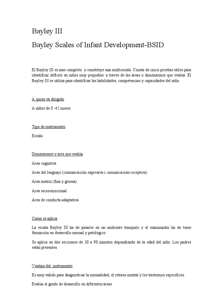 Bayley III | PDF